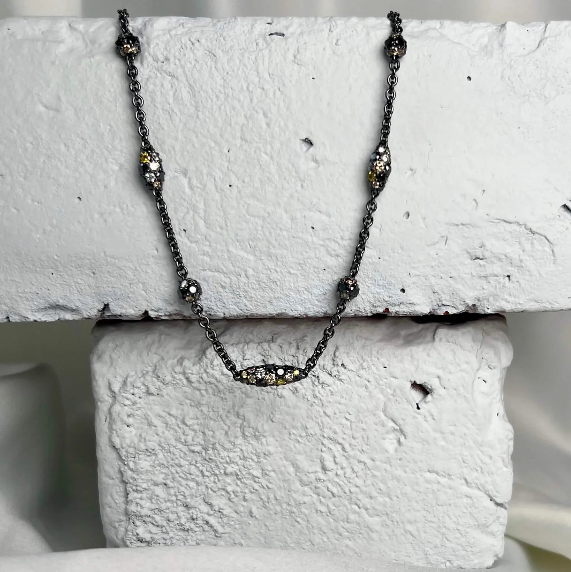 White gold multi color Diamond Pipette Necklace – Von Bargen's Jewelry ...